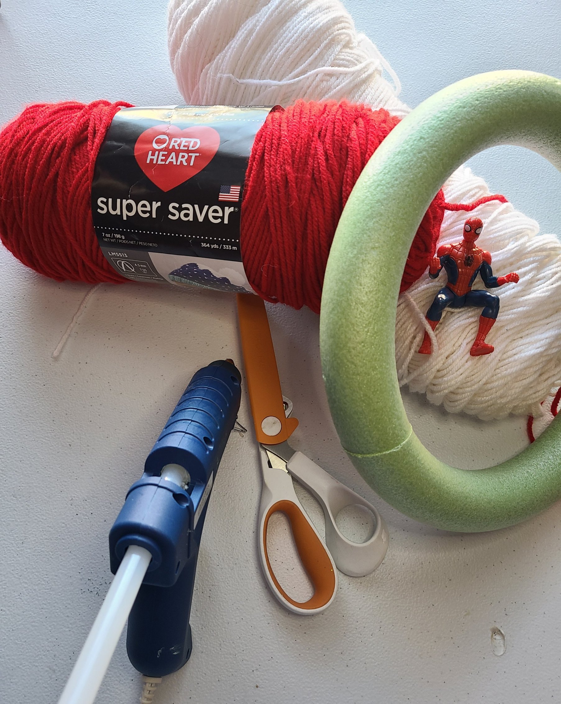 Spiderman Yarn Wreath - Life as a LEO Wife