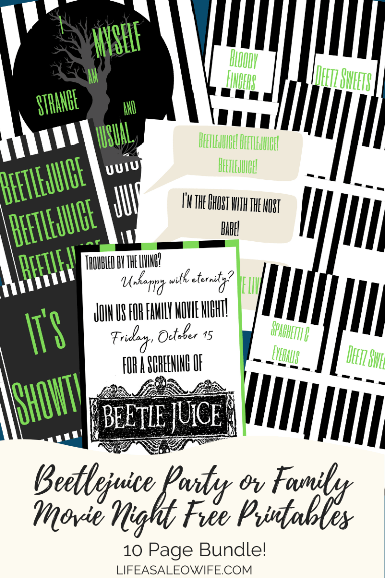 Beetlejuice Free Printables: Halloween Family Movie Night - Life as a ...