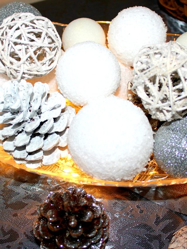 Lighted Winter Centerpiece with DIY Snowballs - Life as a LEO Wife