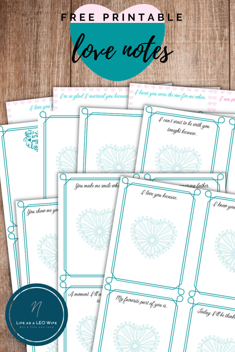Free Printable Love Notes - Life as a LEO Wife