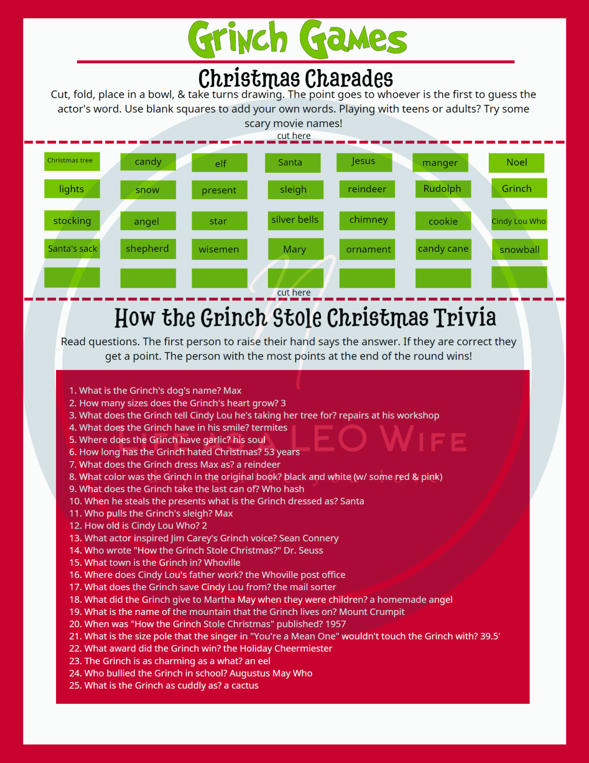 Grinch Movie Night or Party Printables - Life as a LEO Wife