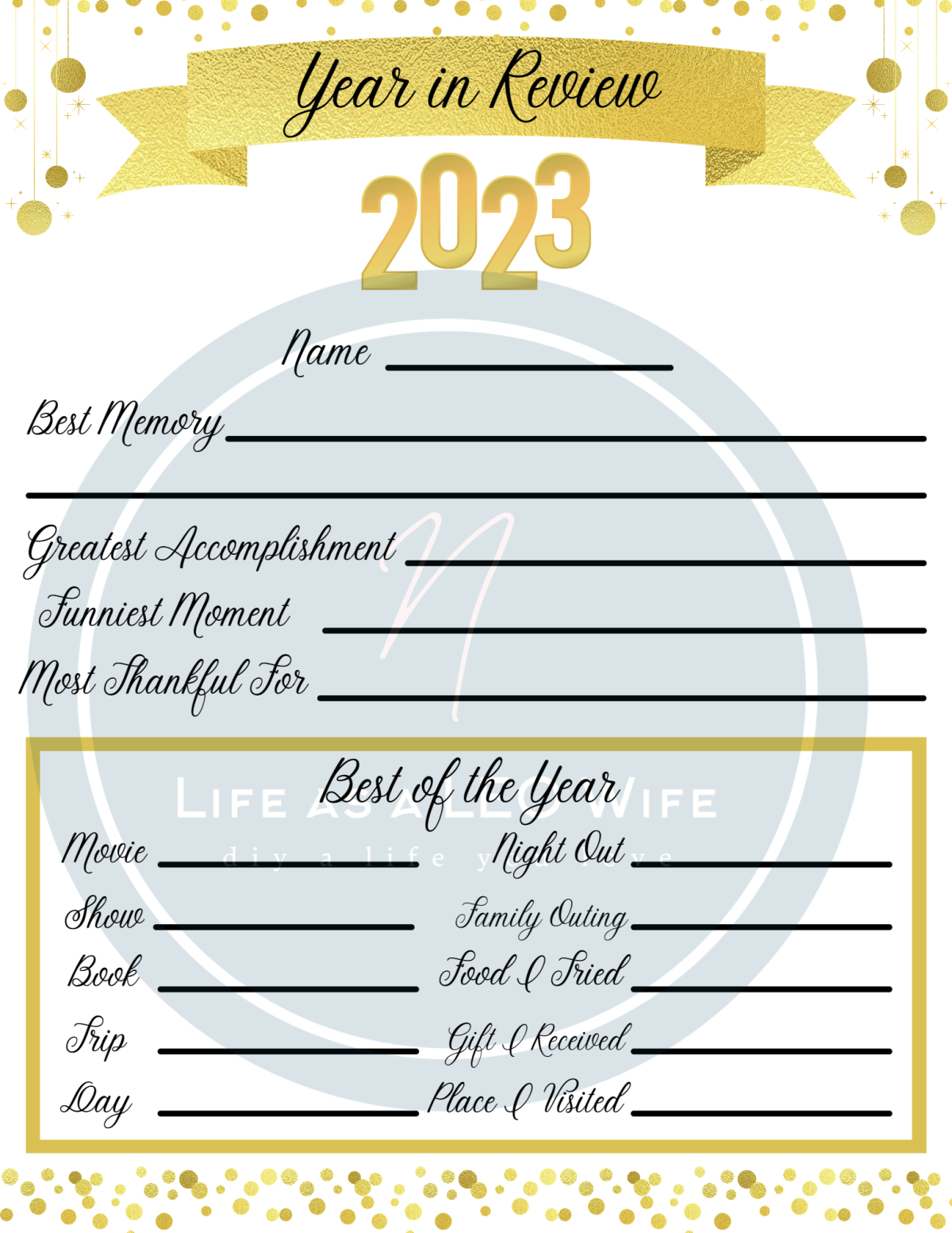 New Year's Free Printables: Year in Review & Resolutions Pages - Life ...