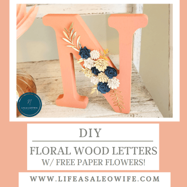 Wood Letter Decorated with Paper Flowers: Free Cut Files Included