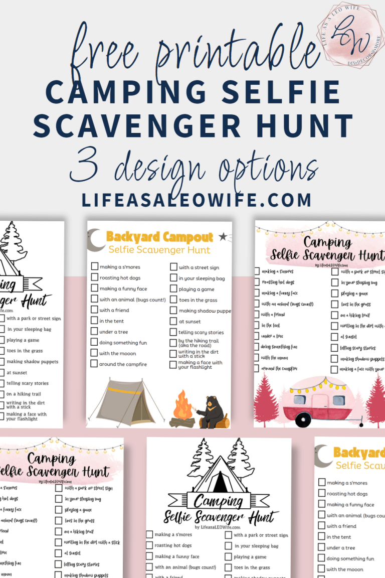 Camping Selfie Scavenger Hunt: 3 Free Printable Versions!