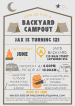 Free E-Vite or Printable Backyard Campout Birthday Invitation ...