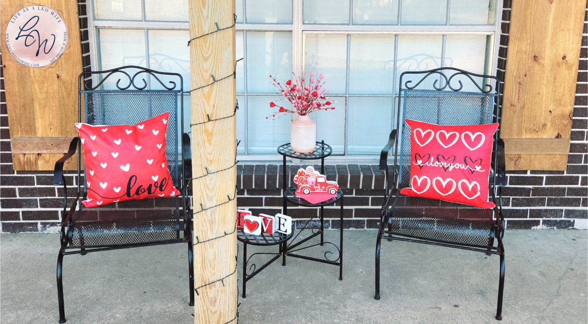 Valentine's Day Decorations for a Small Front Porch - Life as a LEO Wife